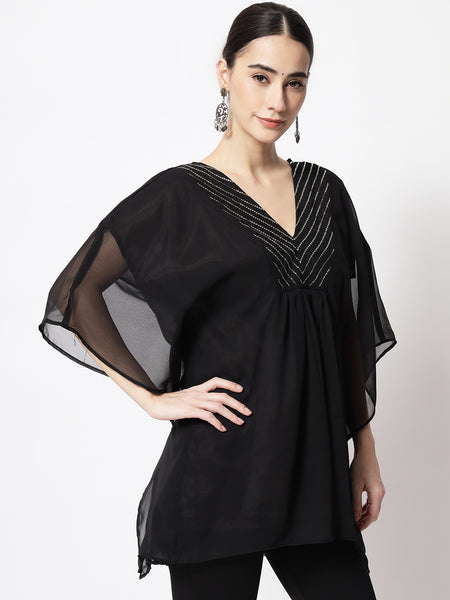 Georgette Sequin Embroidered Yoke Kaftan – Mystudiorasa