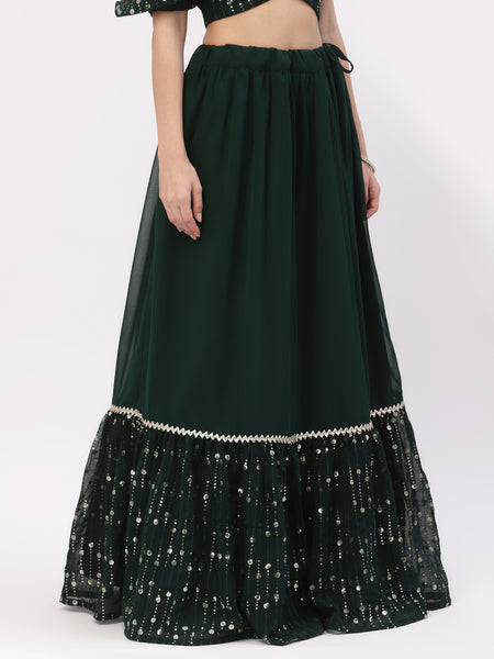 Georgette Sequin Embroidered Tiered Skirt with Can-can – Mystudiorasa
